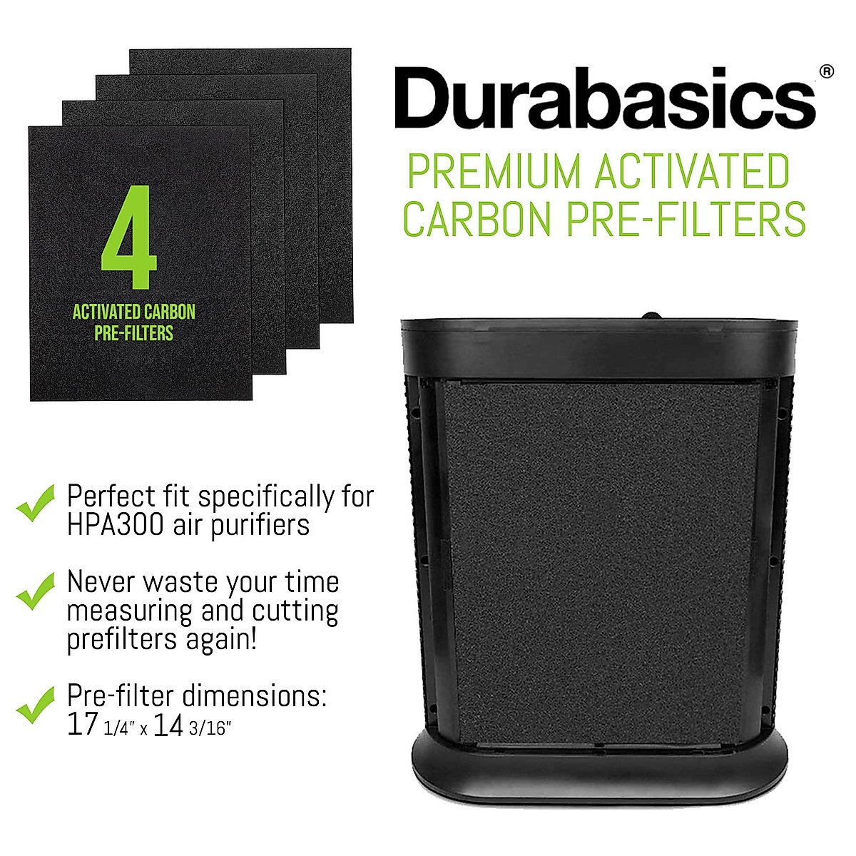 Durabasics Pre-Filters for Honeywell HPA300 Replacement Filters, Honeywell Prefilter A, Honeywell Filter A, Prefilter for Honeywell Air Purifier, Honeywell Pre Filter Replacement, HRF-AP1-4 Pack