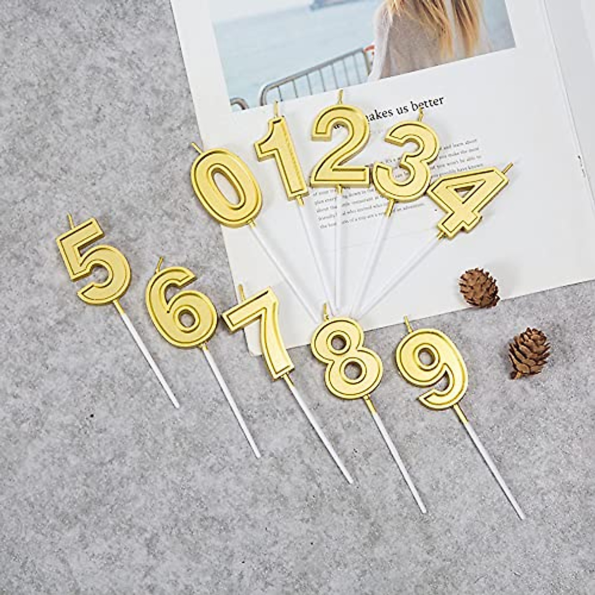 29th Birthday Candles Cake Numeral Candles Happy Birthday Cake Candles Topper Decoration for Birthday Wedding Anniversary Celebration Supplies (Gold)