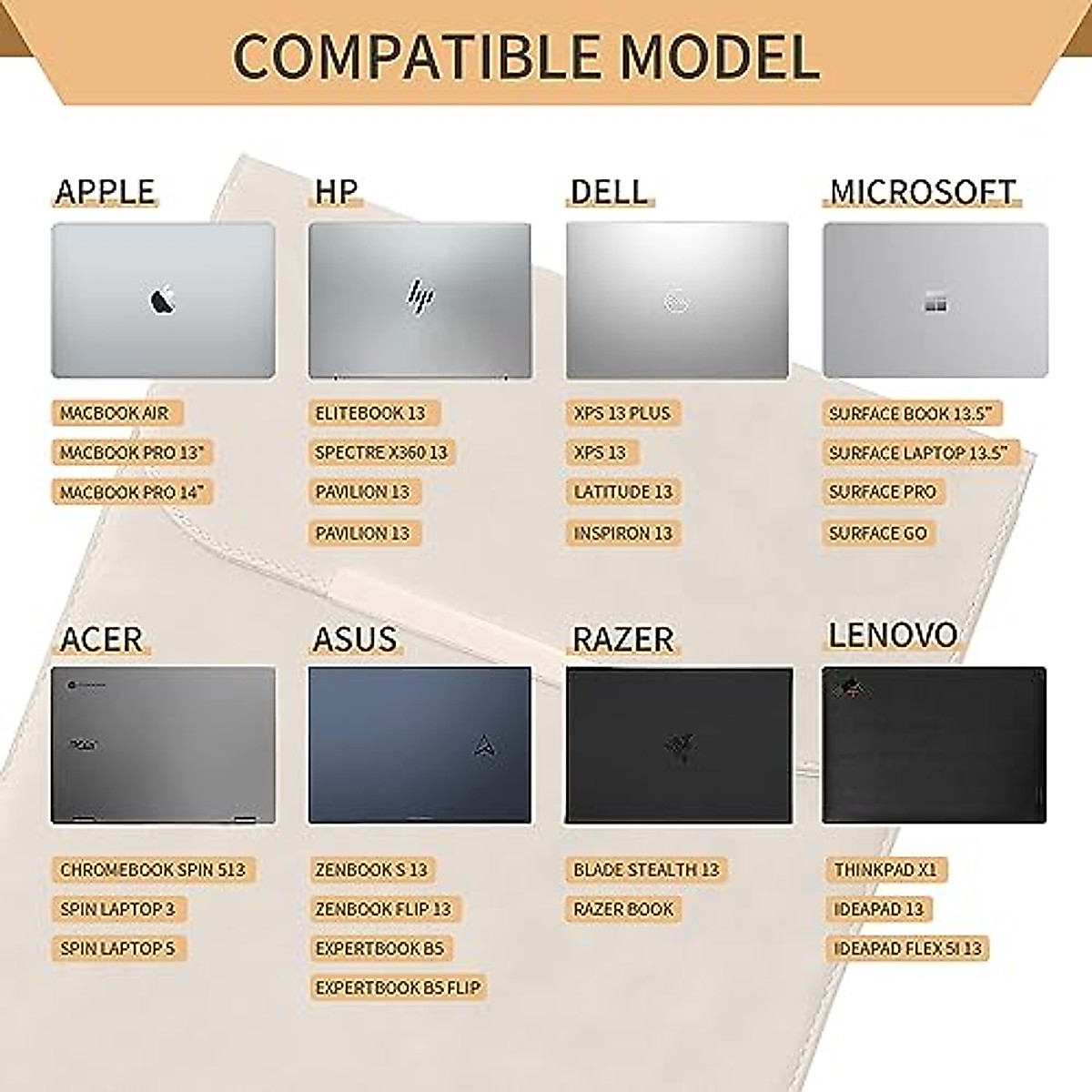 KALIDI 13.3-14 inch Laptop Sleeve Case Faux Suede Leather for 13.3 13.5 13.6 14 inches MacBook Air Pro Retina 13"-14" Surface Pro with Pouch