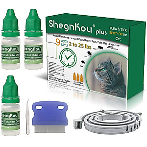 Protect Your Feline: Effective Flea and Tick Treatment for Cats, Natural Formula, 2-25 lbs, (9 Month Supply)