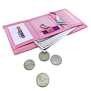 AI-DEE RFID Trifold Canvas Outdoor Cartoon Wallet for Kids/Slim Front Pocket Wallet with Zipper (Mermaid)