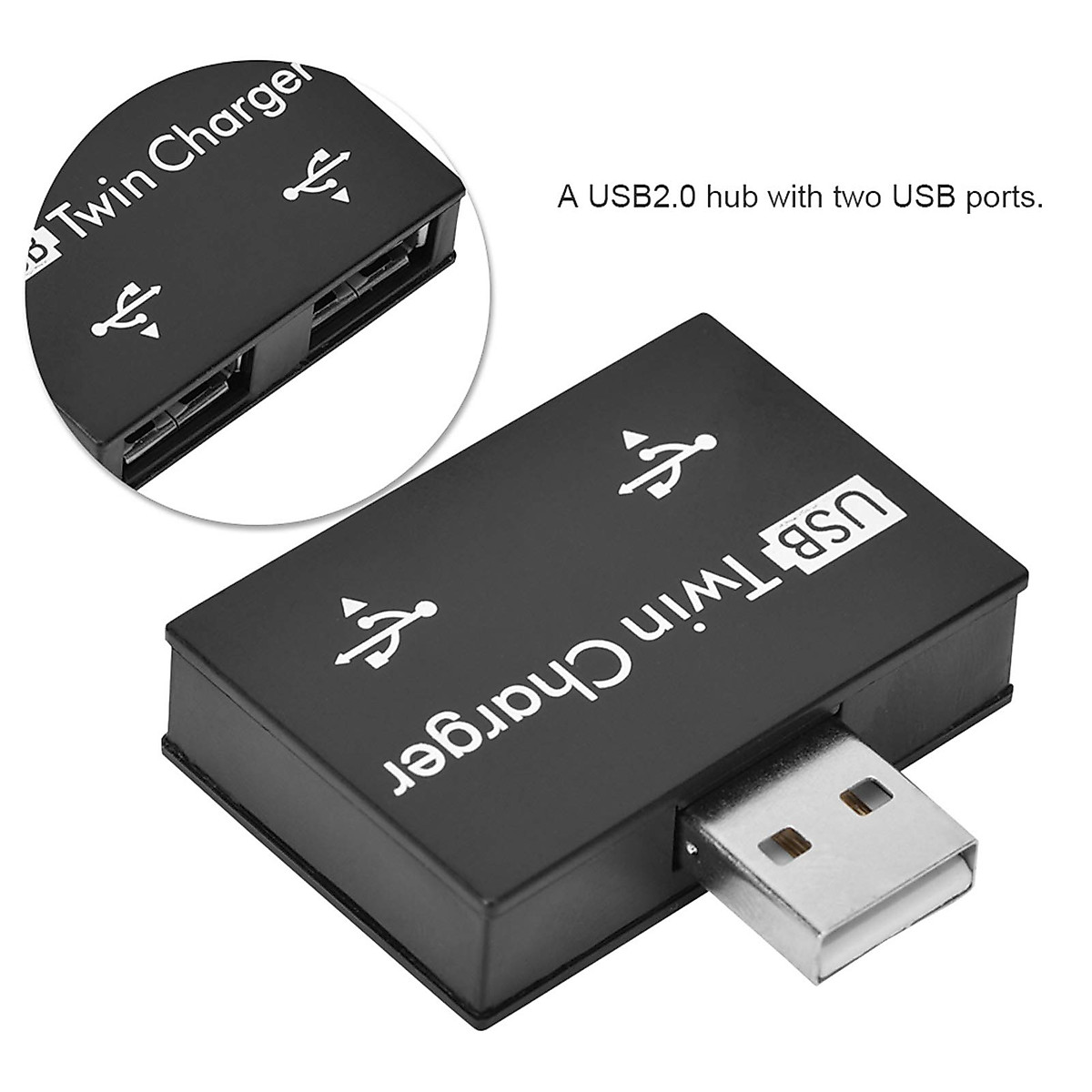 USB Splitter Male to 2 Female Adapter,USB 2.0 1 Male to 2 Female Extension Converter,2-Port USB 2.0 Hub for Data Charging Syncing(Black)