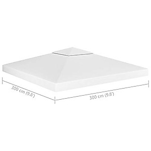 Tidyard 2-Tier Gazebo Top Cover Garden Canopy Replacement Cover with PVC Coating Sun Shade Shelter White for Party, Wedding Tent, BBQ, Camping, Pavilion Cater Tent 9.8ft x 9.8ft (L x W)