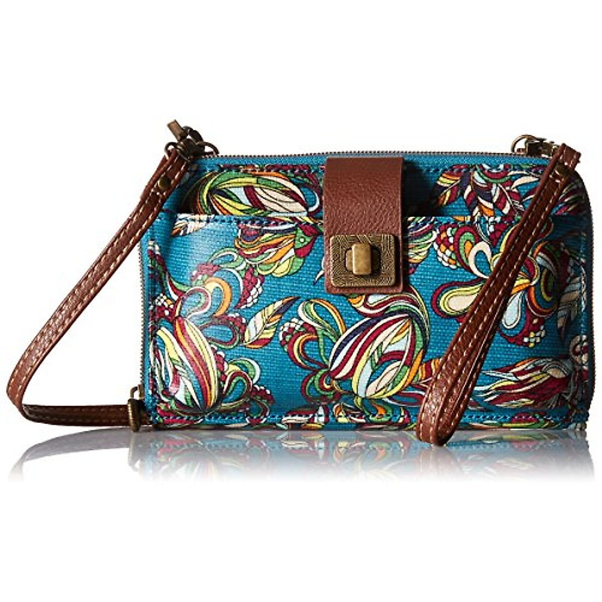 Sakroots Artist Circle Large Smartphone Cross-Body Phone Wallet, Teal Treehouse