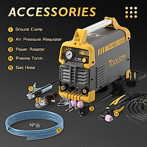 TOOLIOM 50A Non-Touch Pilot ARC Air Plasma Cutter Dual Voltage 110V/220V IGBT Inverter Metal Cutting Machine 1/2" Clean Cut