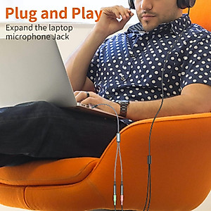 Headphone Splitter, (Hi-Fi Sound) Nylon-Braided Extension Cable Audio Stereo Y Splitter, 3.5mm Male to 2 Ports 3.5mm Female Headset Splitter for Phone, TabletsPS4, Switch & More