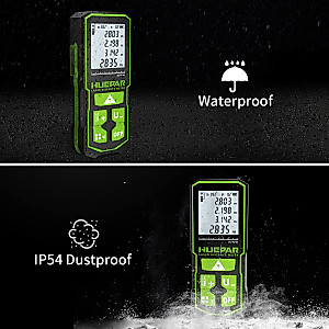 Huepar Laser Distance Measure 393Ft(120M) with Rechargeable Battery & Dual Angle Display, Laser Measure M/in/Ft with Mute Function & Multi-Measurement Modes, Pythagorean, Distance, Area&Volume-S120
