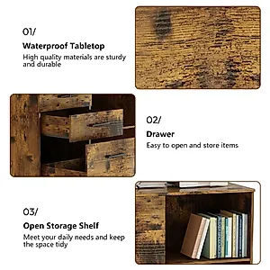 AWQM Wood Filing Cabinet, Rustic Brown