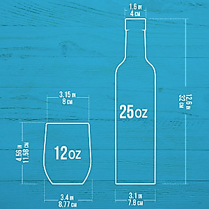 BluePeak Double Wall Vacuum Stainless Steel Insulated Wine Tumbler Set, 3-Pack - Includes Spill-Proof Sliding Lids, Straws, Cleaning Brush, Silicone Funnel & Gift Box - Travel Drinking Set (White)