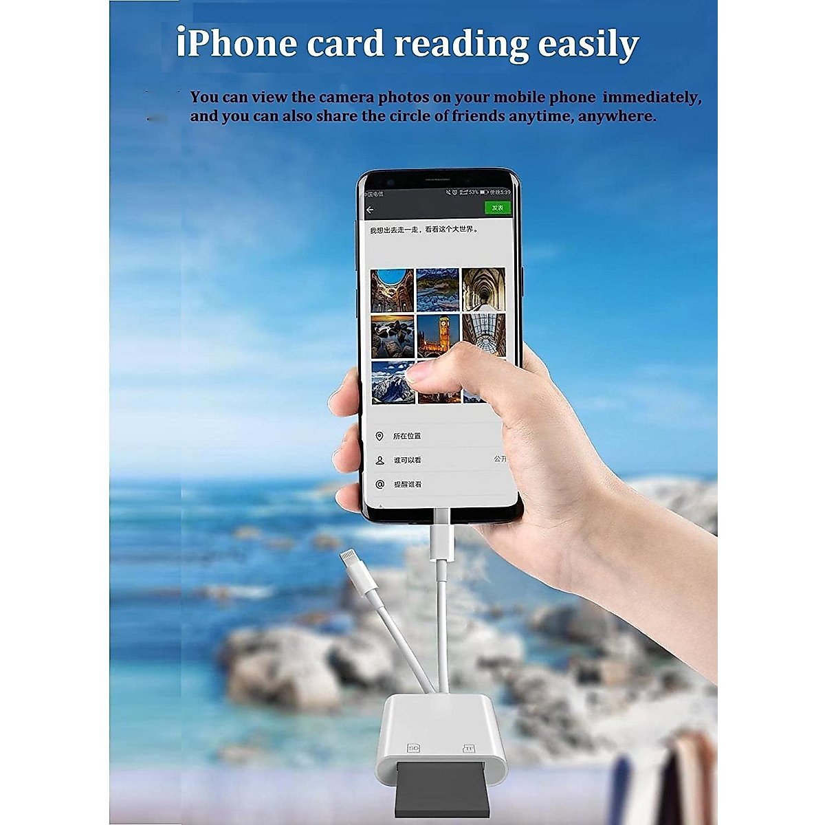 [Apple MFi Certified] iPhone Card Reader, Lightning and USB-C SD/TF Card Camera Adapter Multi-Card Reader with Dual Slot, Plug and Play Compatible with iOS and Android, for iPhone iPad, MacBook, iMac