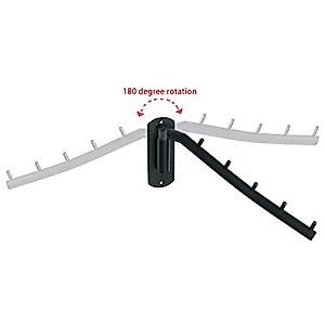 Alise Garment Rack Folding Clothes Hanger Rack Hook Stainless Steel Garment Hooks with Swing Arm Holder,Clothing and Closet Rod Storage Organizer for Bedrooms Wardrobe Cloakroom,Black