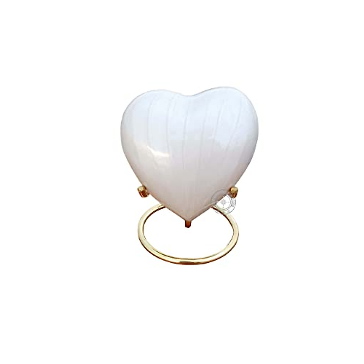 White Cremation Urn for Ashes Keepsake Heart Urn with Black Box and Brass Stand Mini urn for Your Loved one Adult & Funeral Burial for Adults and Infants