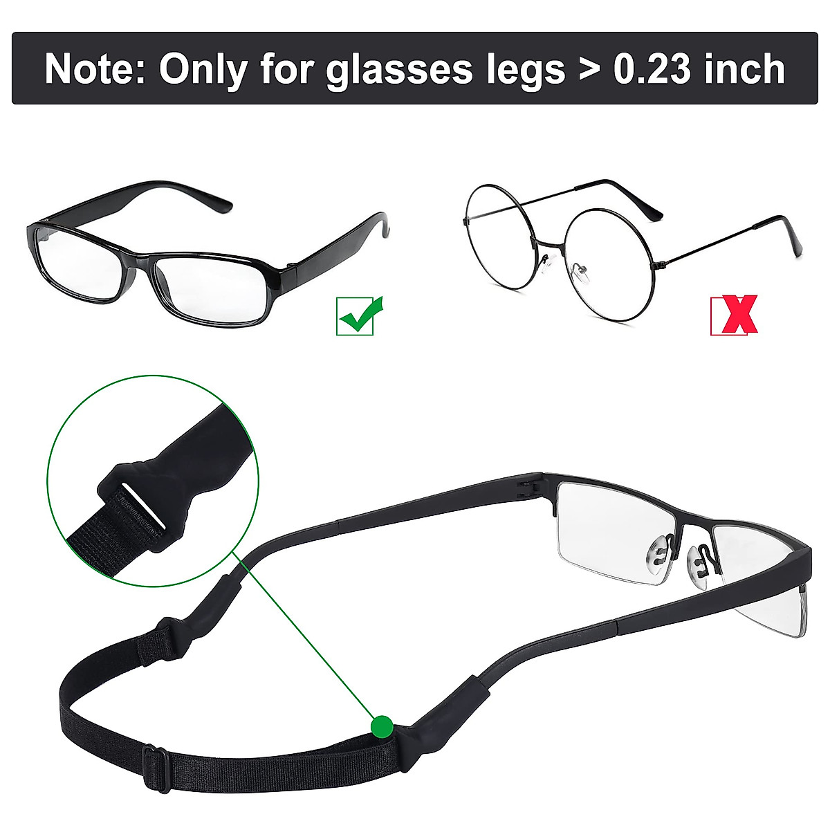 DZDY Sports glasses Non slip rope Adjustable glasses strap Glasses fixing strap Glasses feet anti slip rope Glasses for adults, children, sunglasses Glasses
