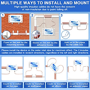 JOBYNA Electronic Water Descaler System, Alternative Chemical and Salt Free Water Softener Systems Whole House, Prevents Scale Build-up in Pipe, 3 Installation Methods, Works with All Pipes