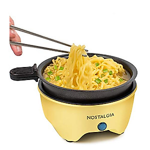 Nostalgia MyMini Personal Electric Skillet & Rapid Noodle Maker, Perfect For Healthy Keto & Low-Carb Diets, Yellow
