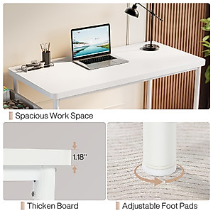 Tribesigns 47-Inch Computer Writing Desk, Simple White Home Office Desks with 3-Tier Wood Storage Cart, Modern Study Table Work Desk Workstation for Bedroom, Small Spaces