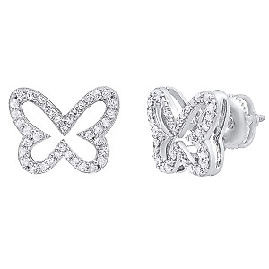 Dazzlingrock Collection 0.45 Carat (ctw) Round White Diamond Ladies Butterfly Stud Earrings 1/2 CT, Sterling Silver