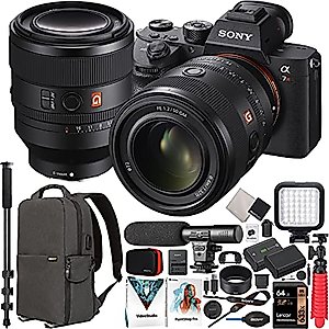 Sony a7R III Mirrorless Full Frame Camera Body + 50mm F1.2 GM G Master FE Large Aperture Lens SEL50F12GM ILCE-7RM3A/B Bundle with Deco Gear Backpack + Microphone + LED + Monopod and Accessories Kit