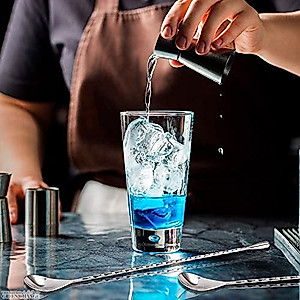 Bar Spoon Cocktail Mixing Spoon - 4Pcs Stainless Steel Long Handle Metal Spoon - 12" Long Stirring Spoon for Bartender, Cocktail Spoon Long Handle