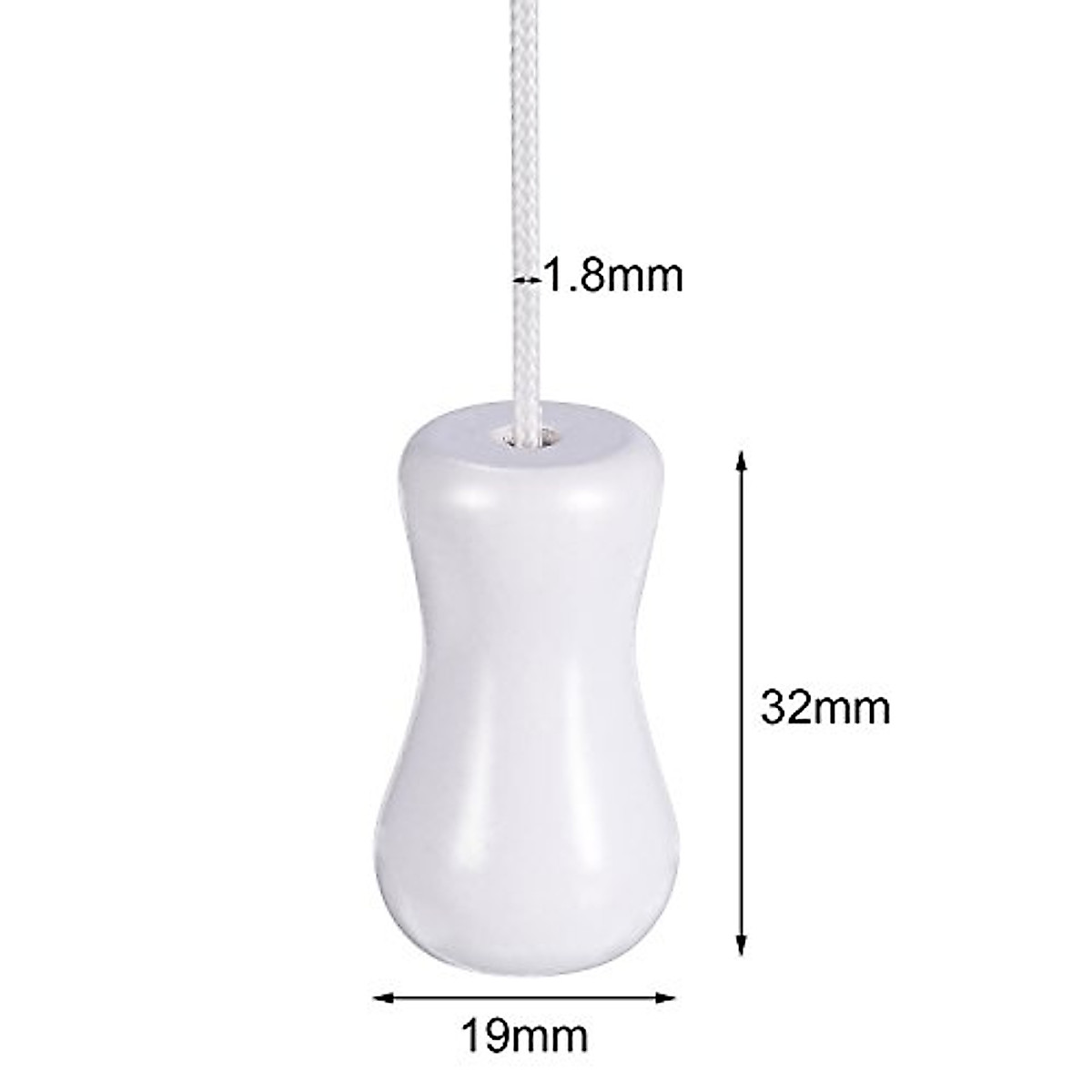 1.8 mm White Braided Lift Shade Cord 55 Yards/Roll with 4 Pieces White Wood Pendant for Aluminum Blind Shade, Gardening Plant and Crafts (White)