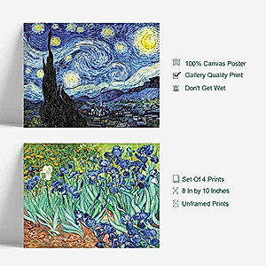 YASEN Van Gogh Canvas Wall Art Posters And Prints Of Famous Painting Abstract Wall Art Prints Unframed Art 8x10 Vincent Van Gogh Poster Artwork (4 Pack A)