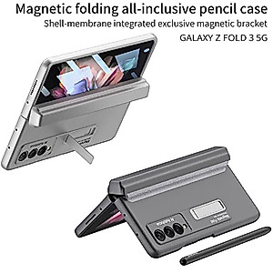 EAXER for Samsung Galaxy Z Fold 3 Case, with Screen Protector Hinge Protection & S Pen Holder Shockproof Rugged Stand Full Coverage Case Cover (Green)