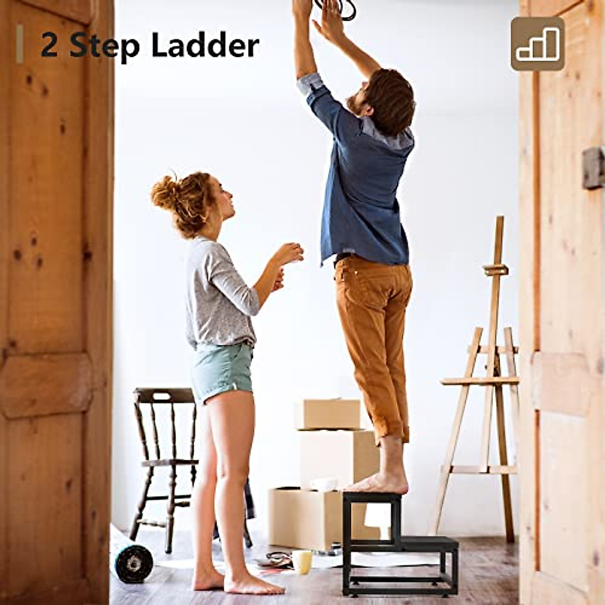 Wooden Step Stools for Adults Kids, Kitchen Step Stools, Heavy Duty 2 Step Stool, Bed Steps for High Beds for Adults, Foot Stool, Bathroom Stools, Hold Up to 500Lb