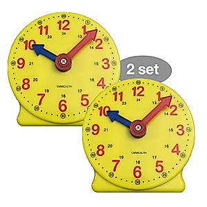 CM Wealth Learning Clock for Kids, Student Learning Clocks, 12/24 Hours, Geared Clock, 4+Years, 2set