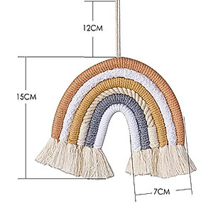 Abnilxt Rainbow Wall Hanging,Woven Rainbow Wall Hanging, Rainbow Wall Art,Bohemian Wall Hanging,Handmade Macrame Rainbow Wall Decor for Nursery and Home Decor (Brown,6x7x0.39in)