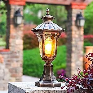 MODEBHD Modern Outdoor Column Lamp Tradition Classic Victoria Glass Lantern Aluminum Waterproof Antirust Table Lamp Street Post Lights Villa Garden Patio Lawn Lights E27 Lampholder Decoration