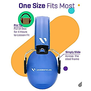 Vanderfields Noise Cancelling Headphones for Kids, Toddlers & Children Age 3-16 Years - 21dB NNR - Blue - Ear Protection for Kids, Autism - Sound Blocking Kids Hearing Protection Earmuffs