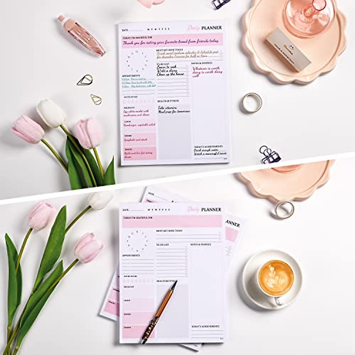 To Do List Notepad - Daily Planner Notepad Undated 50 Sheets Tear Off, 8.5"x11", Includes Calendar, Organizer, Scheduler for Goals, Tasks, Ideas, Notes and To Do Lists