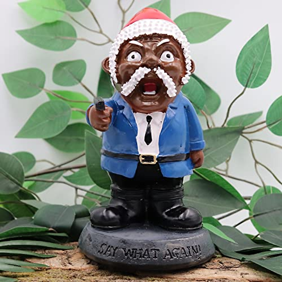Military Garden Gnomes, Say What Again! Funny War Gnome, Funny Army Gnomes, Resin Soldier Statue, Black Man Gnome, Dwarf Gangster Statue, Novelty Statue for Indoor Outdoor Lawn Yard Decorations