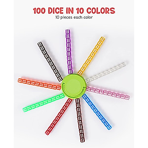 JoyCat 16mm 6 Sided Dice Set Standard Game Dice Kids for Board Games Dice Games Math Dice for Classroom with Storage Bucket (100, Translucent)