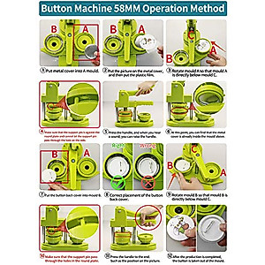 Happizza Button Maker Machine (3rd Gen) Installation-Free, 58mm (2.25in) DIY Pin Badge Button Maker Press Machine Badge Punch Press with Free 100pcs Button Parts&Pictures&Circle Cutter&Magic Book