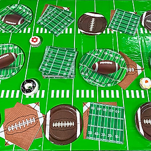 Oigco 3 Packs Party Football Tablecloth（54"x 108"）, Football Theme Party Plastic Touchdown Table Cover for Birthday Party Decorations Tailgate Football Party