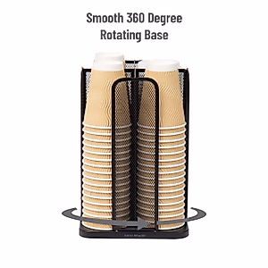 Mind Reader Carousel 4 Compartment Cup and Lid Organizer, Black Mesh