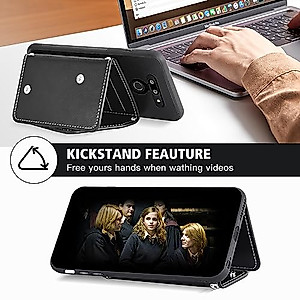 Asuwish Phone Case for LG G8 ThinQ Wallet Cover with Screen Protector and Credit Card Holder Crossbody Strap Stand Leather Cell Accessories LGG8 Thin Q G 8 LG8 G8thinq LGG8thinq 8G Women Girls Black