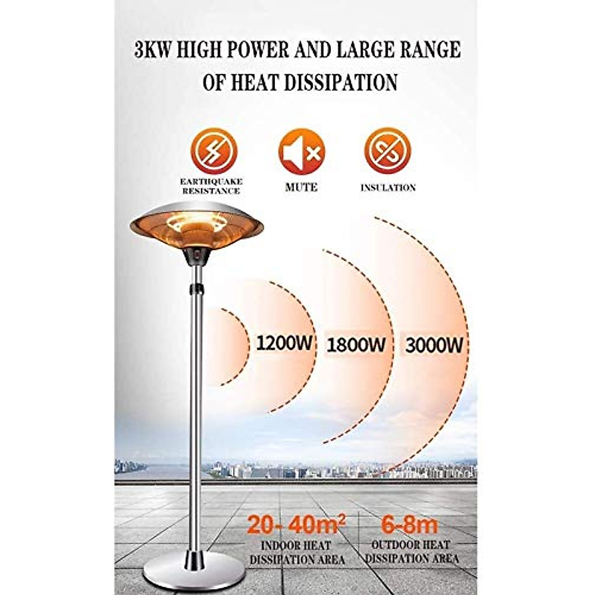 LUYIYI Heater, Outdoor Commercial Umbrella Heater Stove, Height Adjustable, Suitable for Home Garden