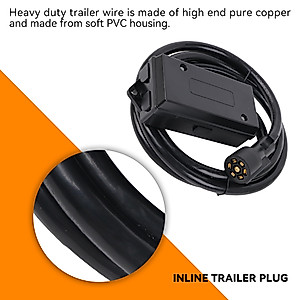 Emptty Inline Trailer Plug, Heavy Duty 7 Way Plug Inline Trailer Cord with 7 Gang Junction Box - 8 Feet Ideal for RVs, Trailers, Campers, Caravans, Trucks, Food Trucks and Other Towing Vehicles