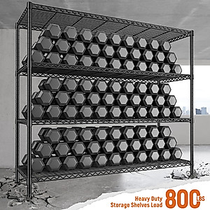 REIBII Storage Shelves 45.3''W Wire Shelving Unit 4 Tier Metal Shelves for Storage Rack Metal Shelving for Pantry Shelves Kitchen Steel Shelving, 45.3''W*63''H*17.7" D