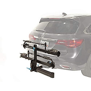 RockyMounts BackStage 2" Receiver Swing Away platform hitch 2 bicycle rack. Allows full access to the rear of the vehicle with bikes on or off the rack.