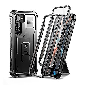 Dexnor Full Body Case for Samsung Galaxy S23 5G/6.1 inches, [Extra Front Frame] Heavy Duty Military Grade Protection Built-in Screen Protector and Kickstand for Galaxy S23 5G,Black