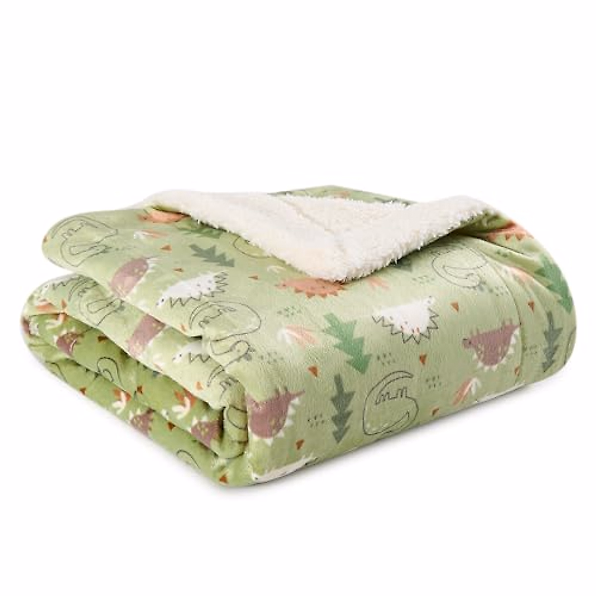 UKUSSO Sherpa Kids Blanket Cozy Cute Baby Blankets for Boys and Girls Animal Pattern Throw Blankets Plush Flannel Warm Dinosaur Toddler Blanket for Daycare,Green 30"x40"