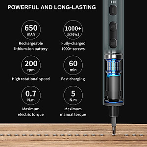 STREBITO Mini Electric Screwdriver Set 155 in 1 Small Electric Screwdriver Cordless, 140 S2 Magnetic Bits, 3 Torque Settings, 650mAh Battery, Precision Electric Screwdriver Kit for Computer Laptop RC