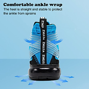 JMFCHI Boys Basketball Shoes Kids Sneakers High-top Sports Shoes Durable Lace-up Non-Slip Running Shoes for Little Kids Big Kids and Girls Size 5 Black Blue