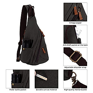 Phenas 2 In 1 Vintage Chest shoulder Bag Canvas Sling Bag Casual Backpack for Men Women Daily Outdoor Sport Cycling Hiking