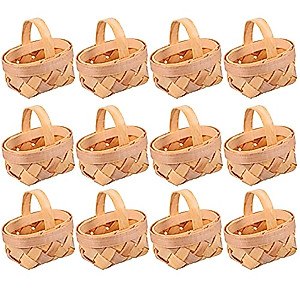 YARNOW 12pcs Miniature Picnic Baskets with Handles Small Wood Chip Baskets Dollhouse Tiny Woven Basket Mini Party Favor Basket for Fairy Garden Crafts Decor