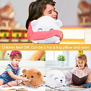 Double-Sided Flip Plush Toy,Reversible Stuffed Animal Mood Plush Flip Show Your Mood at All Times (Bear)