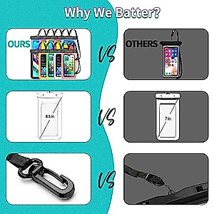 6 Pack Universal Waterproof Phone Pouch, Large Phone Waterproof Case Dry Bag IPX8 Outdoor Sports for Apple iPhone,Samsung,and up to 7.5" (Multicolor 6Pack)